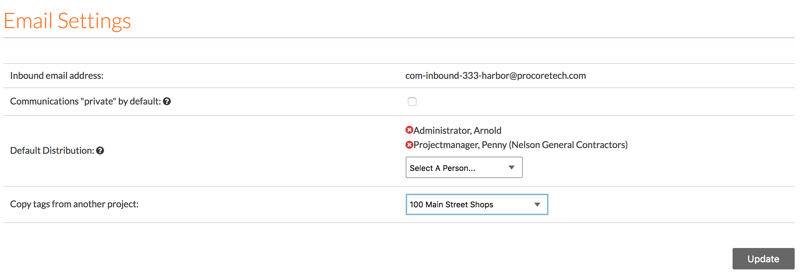 Configure Advanced Settings: Emails - Procore Support (en-au)